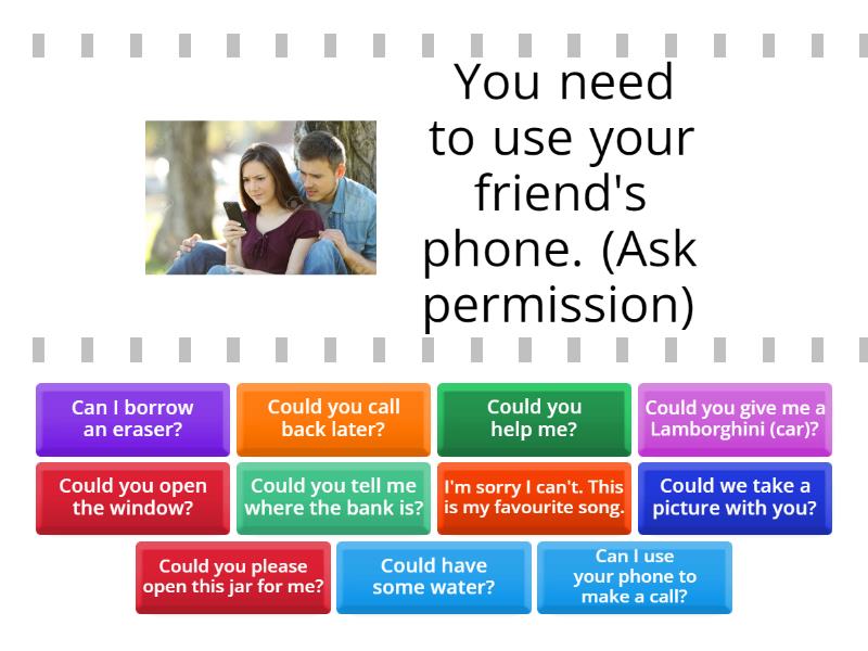 Can and Could -Requests and permission. - Find the match