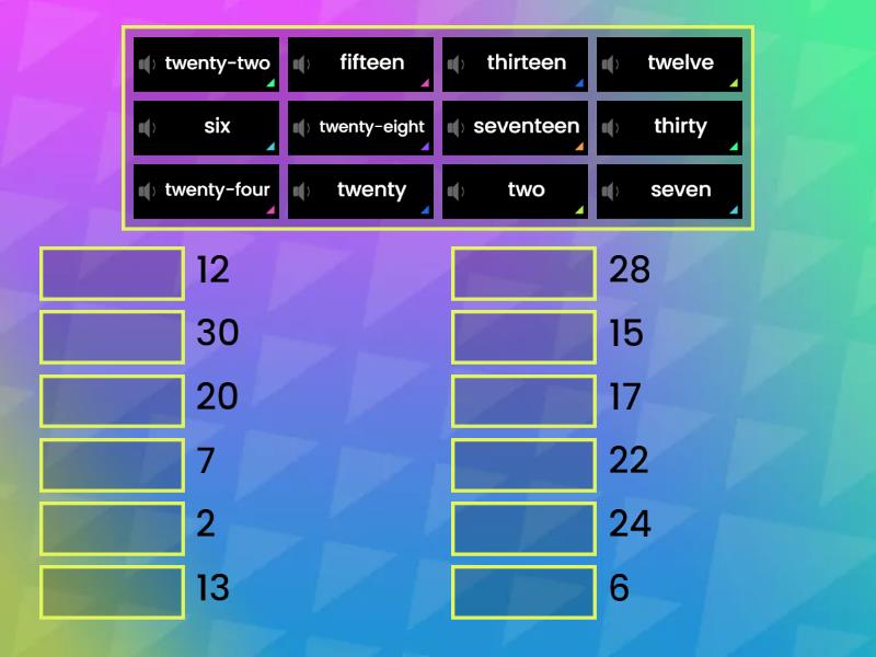 Numbers 1-30 - Match up