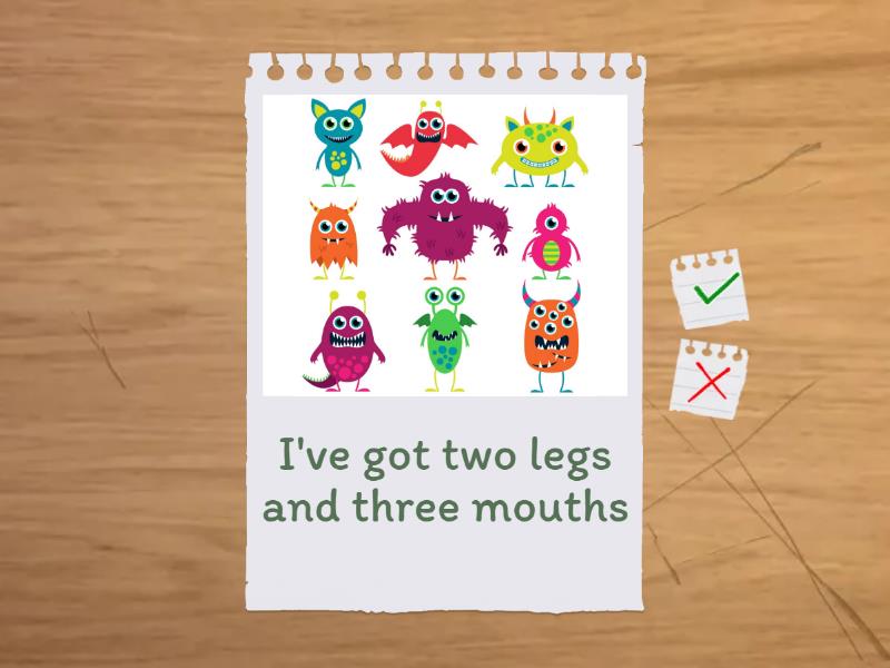 Find the monster. Describe your monster! - Flash cards
