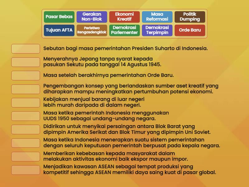 Soal Menjodohkan IPS Kelas 9 Semester II - Match up