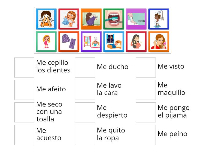 Mi rutina diaria - Dibuja el vocabulario - Une las parejas