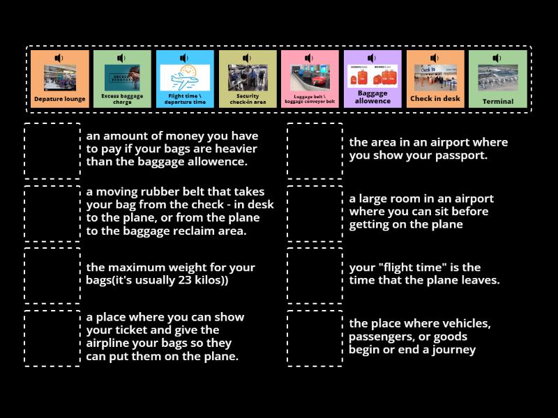At the airport Vocabulary - Match up