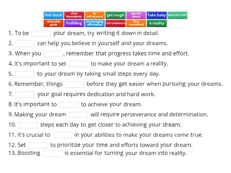 Making dreams - Complete the sentence