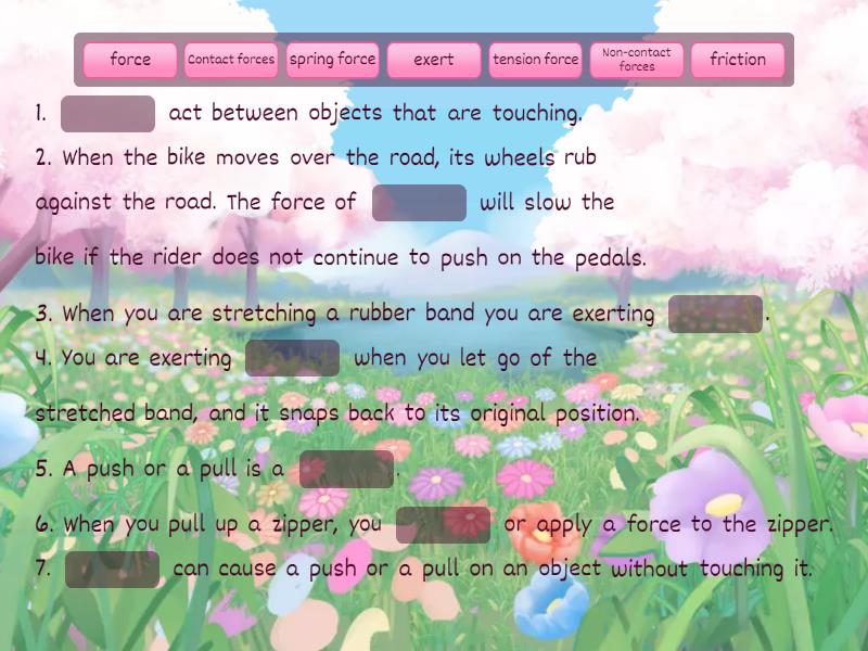 Grade 3 Science Contact and Non-contact Force (practice) - Complete the ...