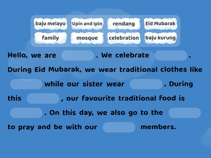 EID MUBARAK CELEBRATION - Complete the sentence