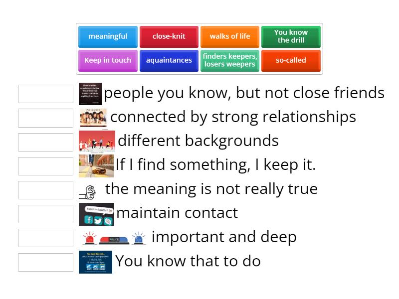 Reviewing Unit 1 - Match up