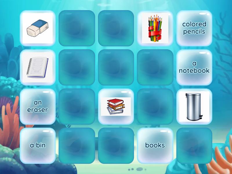 School Supplies -- - Matching pairs