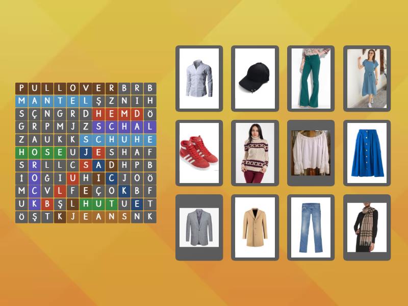 die Kleidung - Wordsearch