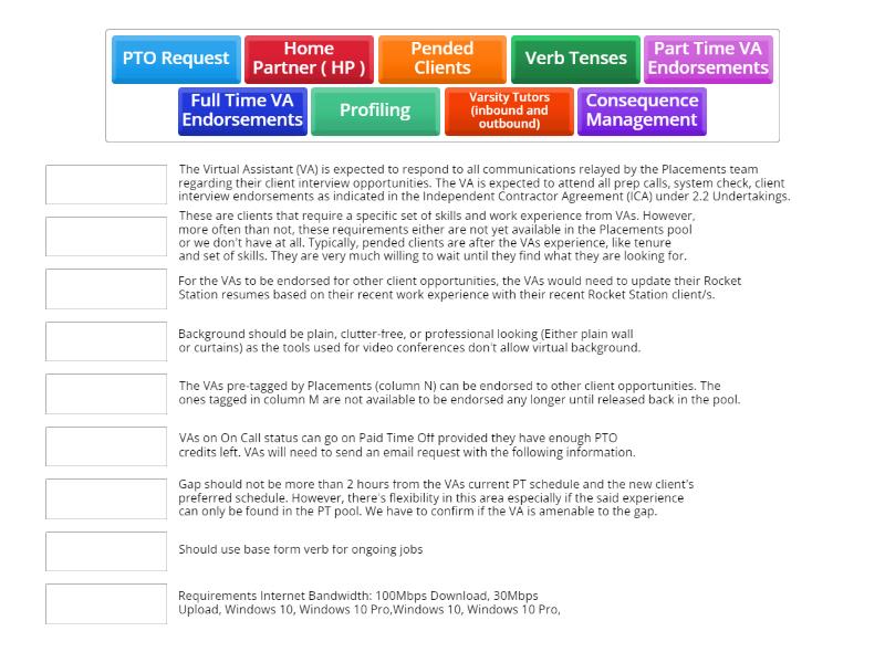 Quick Refreshers - Match up