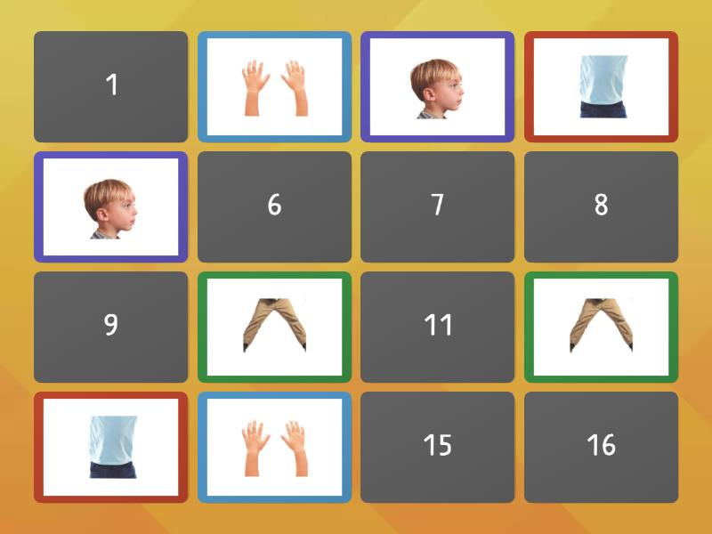 Parts of the Body: Memory game - Parejas