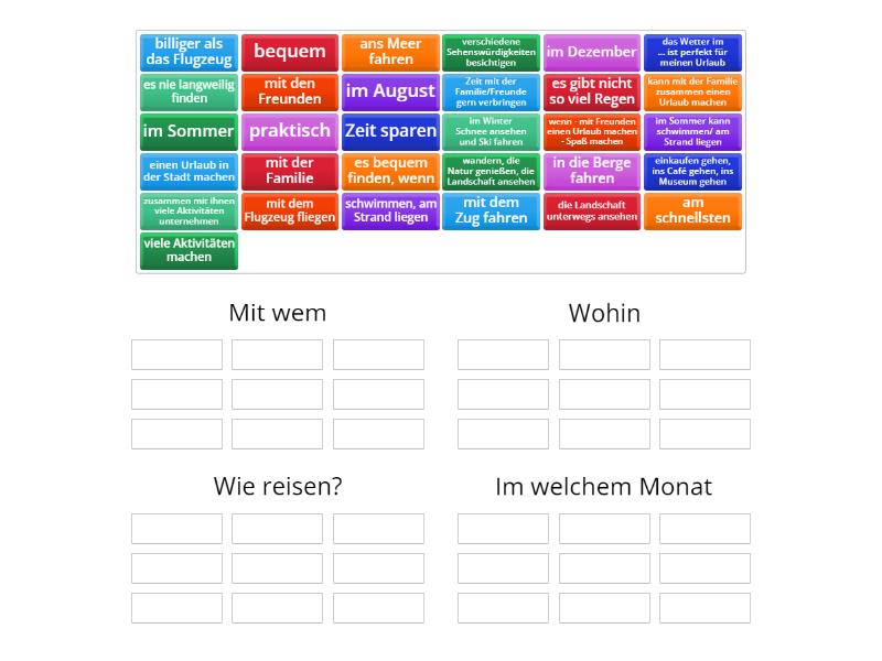 Wie machen Sie gerne Urlaub? - Group sort