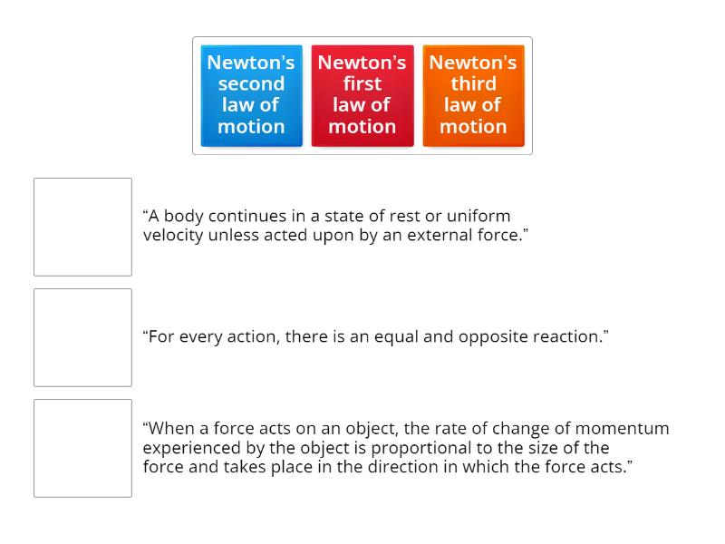 Newtons Laws Of Motion - Match up