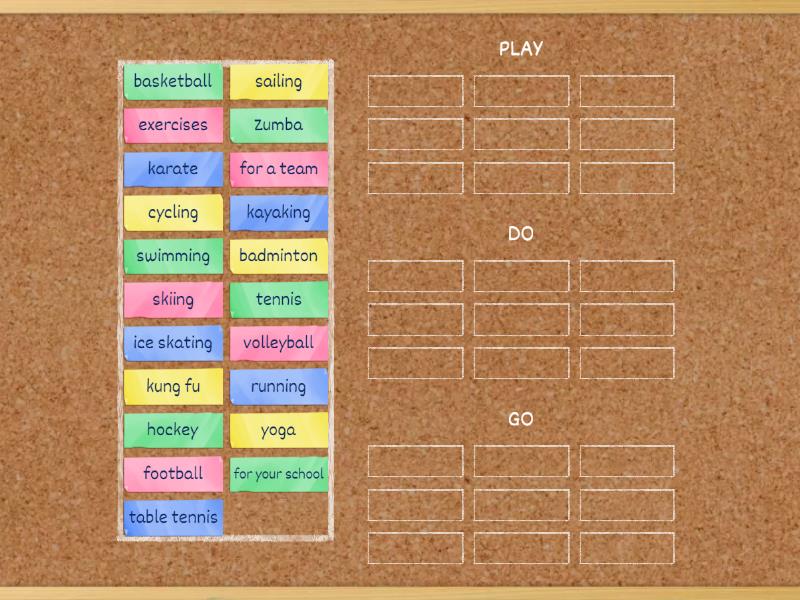 ex. 9 p. 73: Focus 1 Unit 6.1 WordStore 6B - Group sort