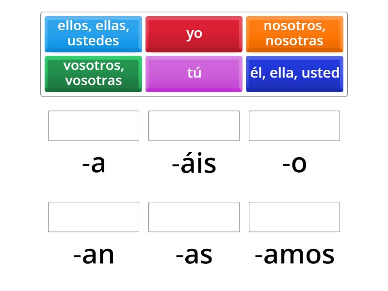 Las terminaciones de los verbos en -ar - Match up