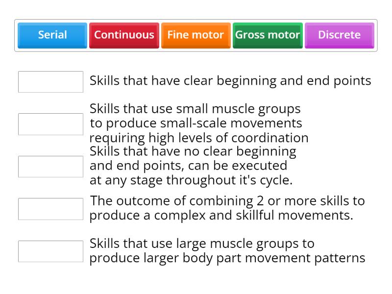 Technical Skill Types in Sports - Match up