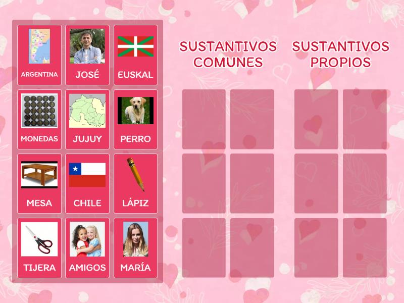 SUSTANTIVOS PROPIOS Y COMUNES - Group sort