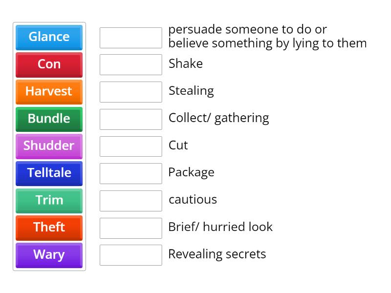 Unit 8, Block words - Match up
