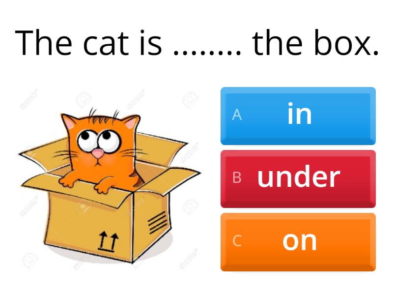 in on under between next to - Cuestionario