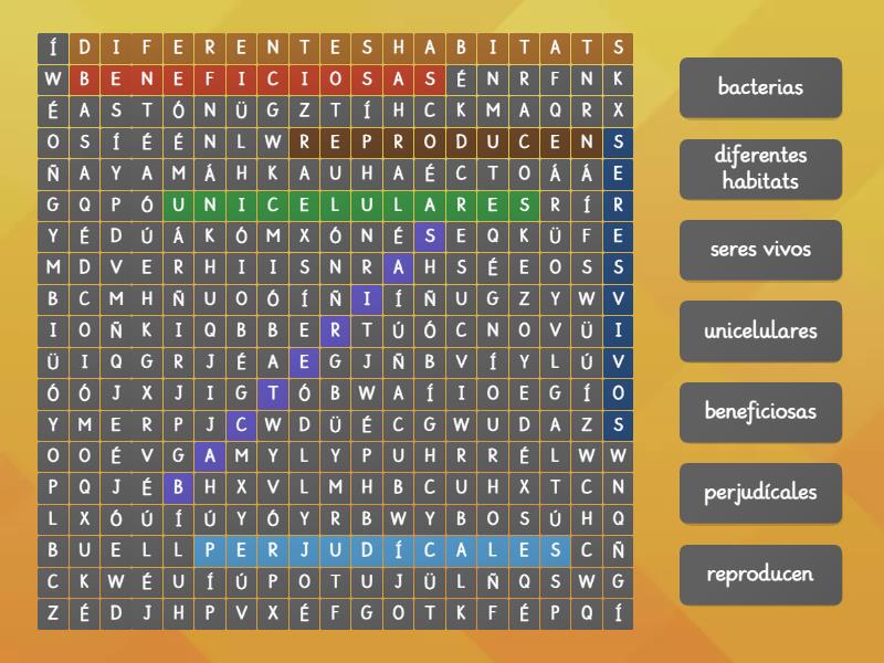 Bacterias - Sopa de letras