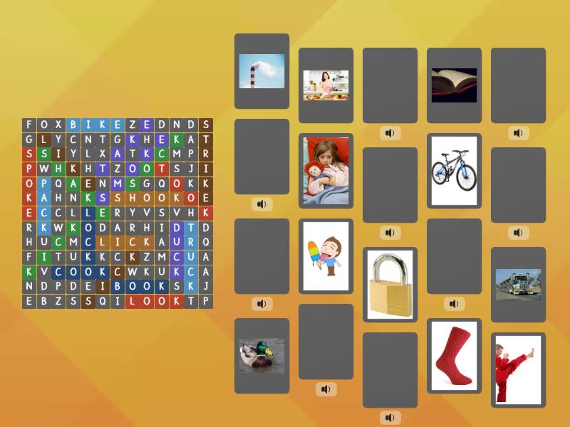 WTW Sort 12 Final /k/ sound: ck, ke, k - Wordsearch