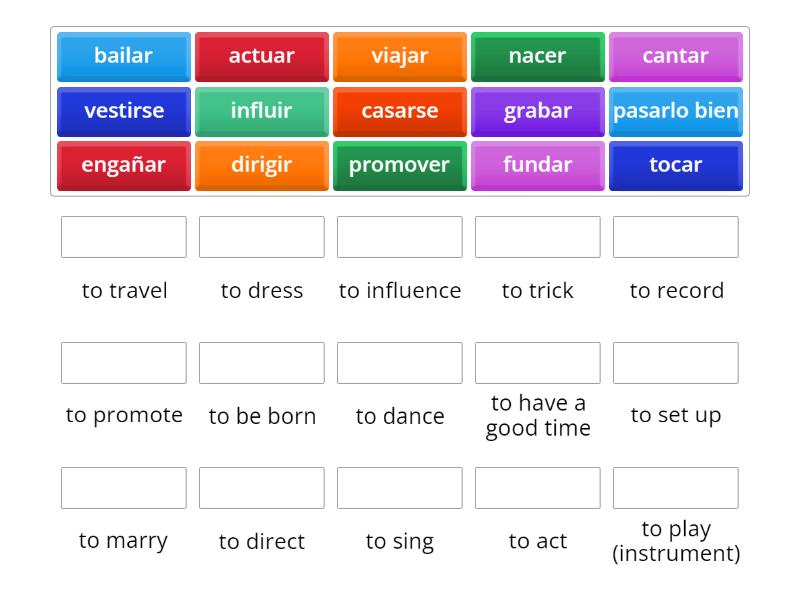Celeb Culture - Y9 Spanish - verbs - Match up