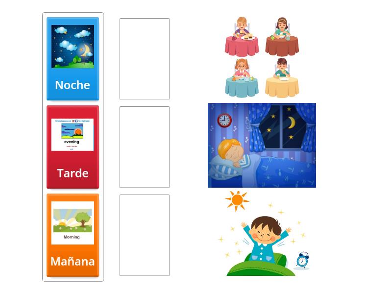Etiquetas de la mañana, tarde y noche - Match up