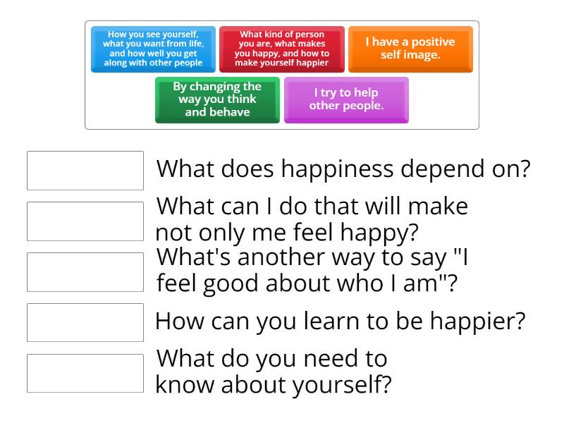Happiness Quiz Questions - Match up
