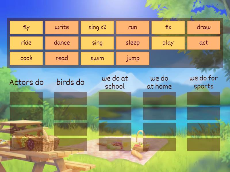 Complete the groups of words - Group sort