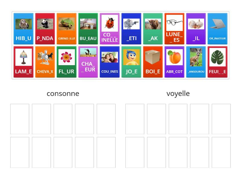 J&A Les consonnes ou les voyelles - Group sort