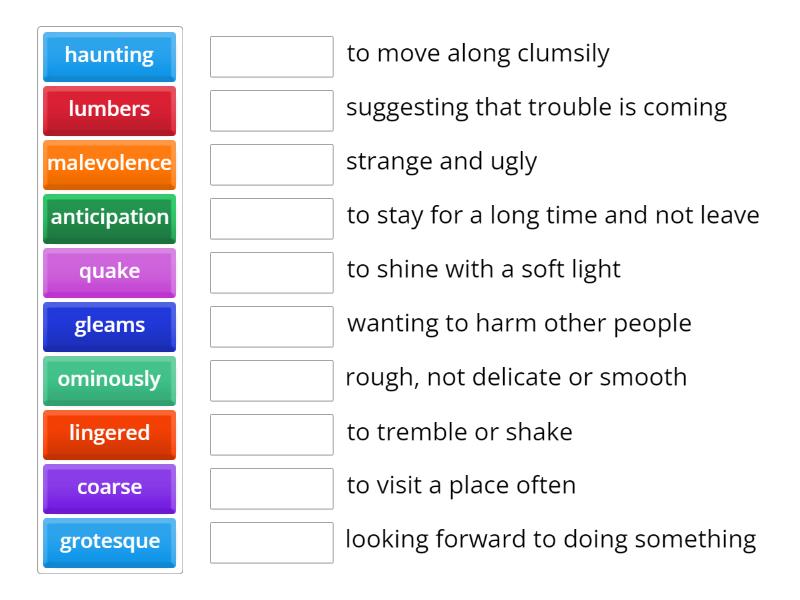 The Bloodbottler: Adventurous Vocabulary 3CC - Match up