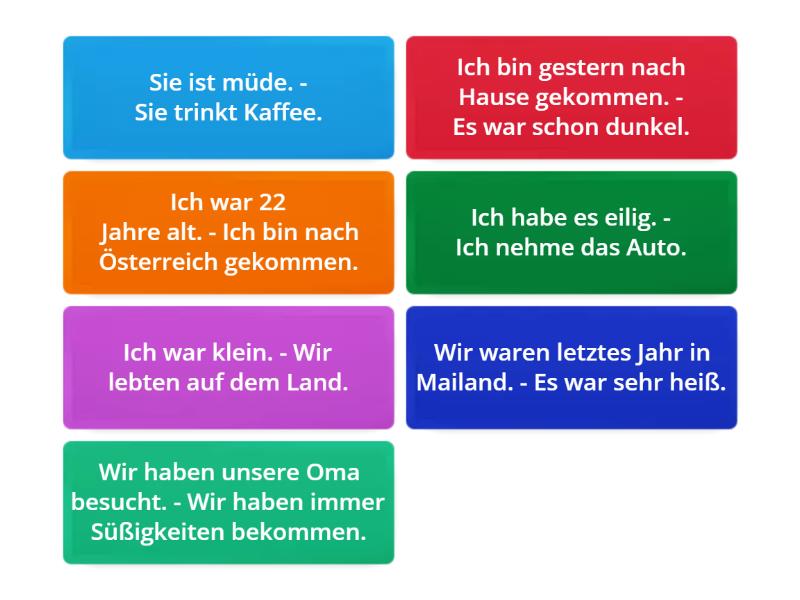 Bilden Sie Sätze mit WENN / ALS - Flip tiles