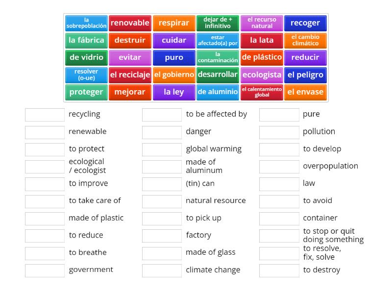 El Medio Ambiente - Descubre 2 - L4 - Match up