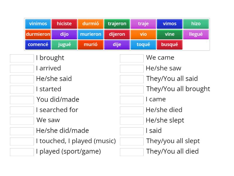 Carnegie Span2 Irregular Preterite - Match up