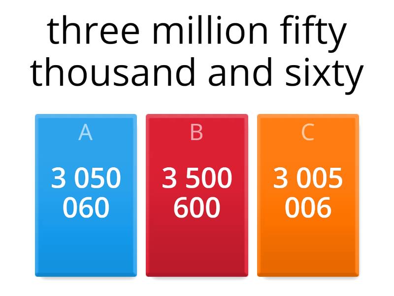 Big numbers quiz - Cuestionario