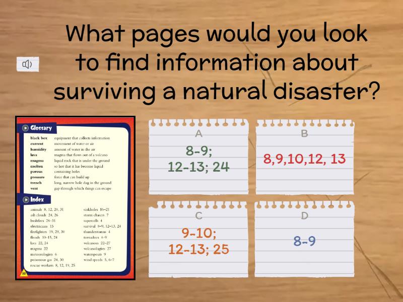 Disaster Alert - glossary/index - Quiz