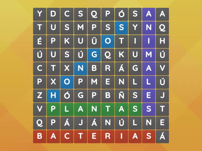 Tipos de los seres vivos - Sopa de letras