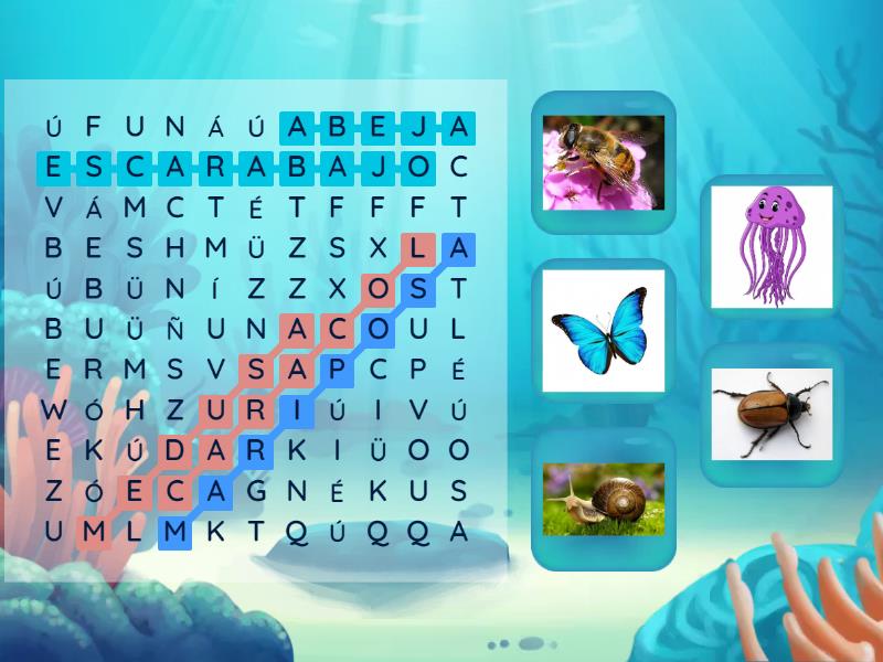 ENCUENTRA LOS ANIMALES INVERTEBRADOS EN LA SOPA DE LETRAS - Wordsearch