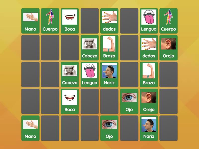 Quiz Partes Del Cuerpo Matching Pairs