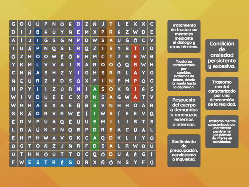 Salud mental - Sopa de letras