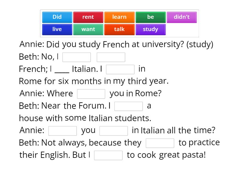 English File Elementary Unit 7b regular verbs - Lengkapi kalimatnya
