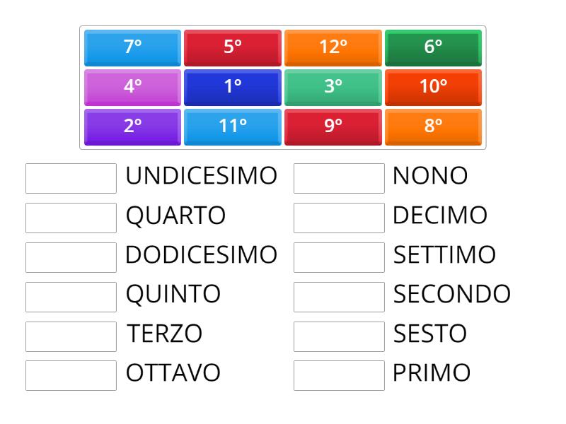 Numeri ordinali - Match up