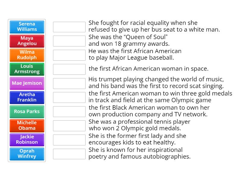 Biography Quiz - Match up