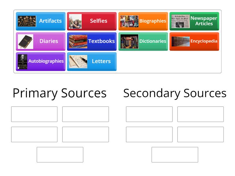 Primary Sources vs. Secondary Sources - Group sort