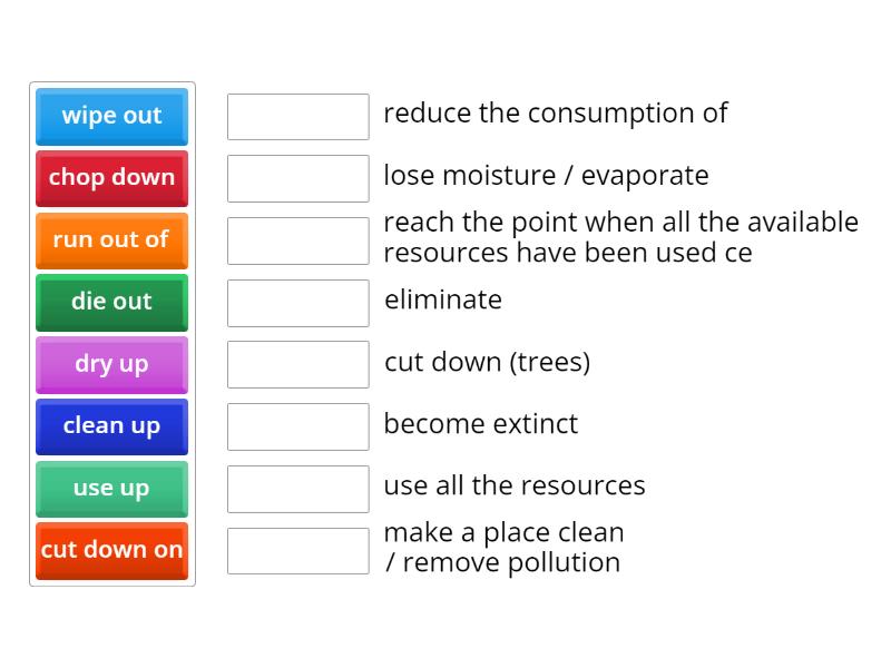 Environmental phrasal verbs Reskilling - Match up