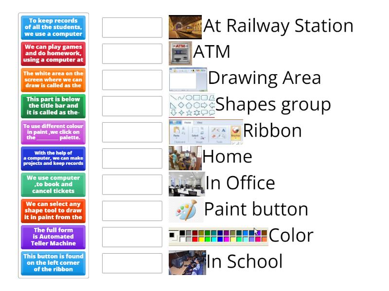 REVISION ON- Uses of Computer and Introduction to Paint - Match up