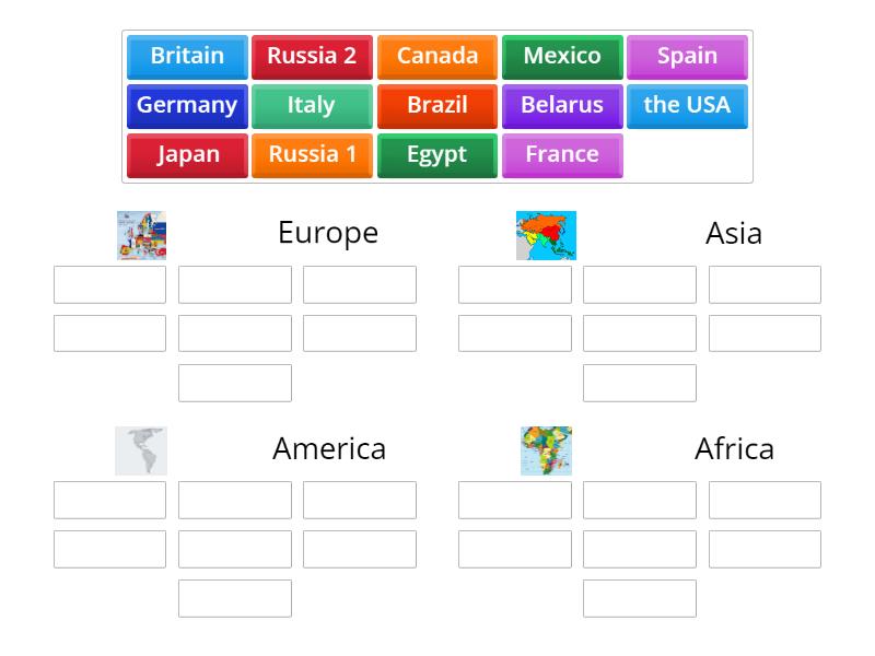 continents and countries - Group sort