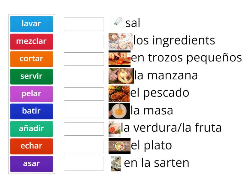 verbos para hablar de cocina - Une las parejas