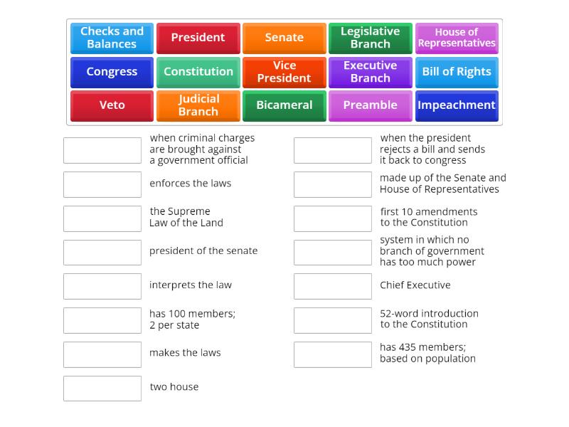 Government Vocabulary GED - Match up