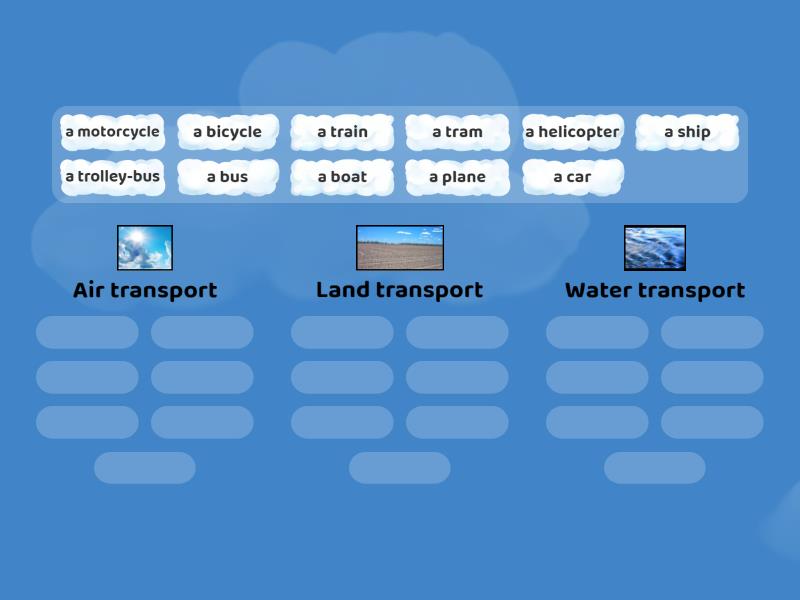 Transport (sorting task - means of transport) - Group sort