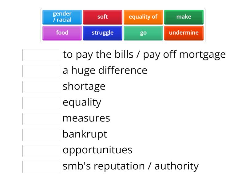 Outcomes Upper Intermediate Unit 4 collocations - Match up
